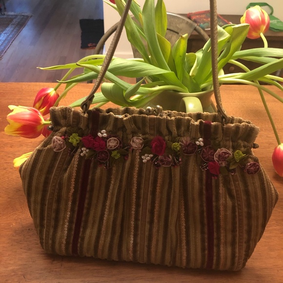 Pat Vine | Bags | Stunning Beaded Velvet Chenille Purse | Poshmark